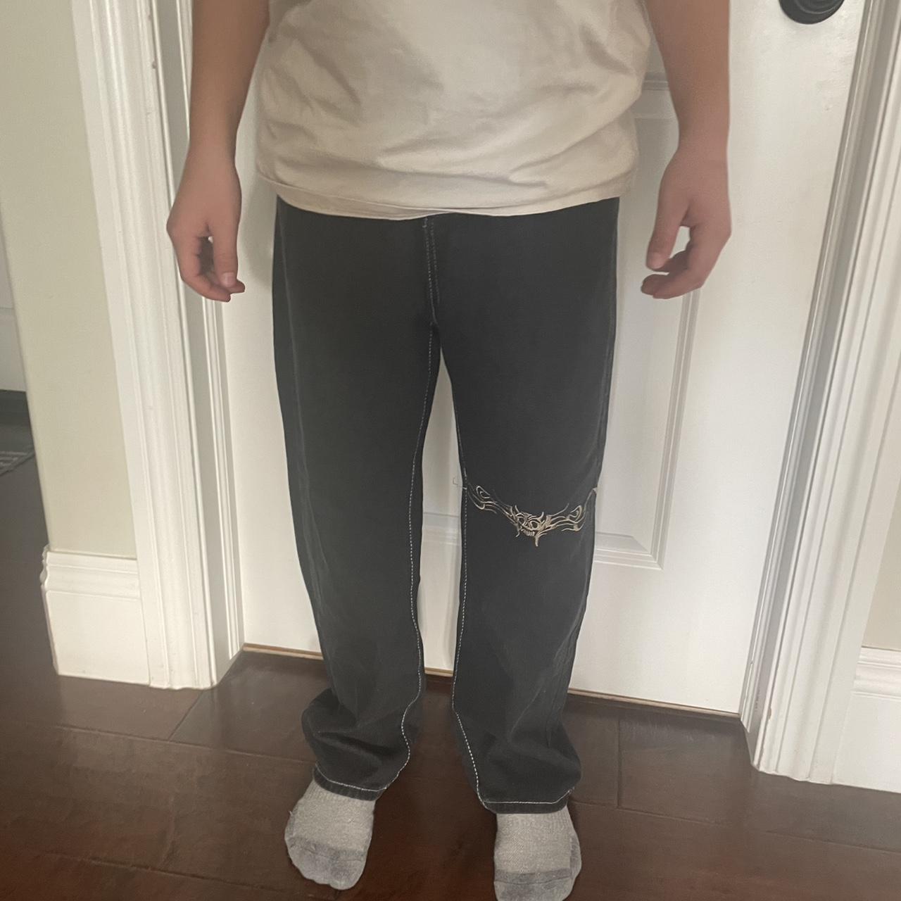 Junco Jeans - Reps - 28 x 28 - gray with design -... | Depop