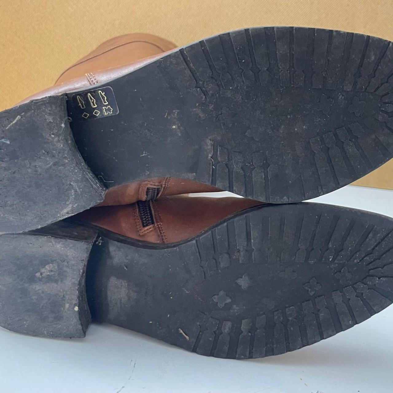 SHELLYS London Women's Brown Faux Leather Knee-high... - Depop