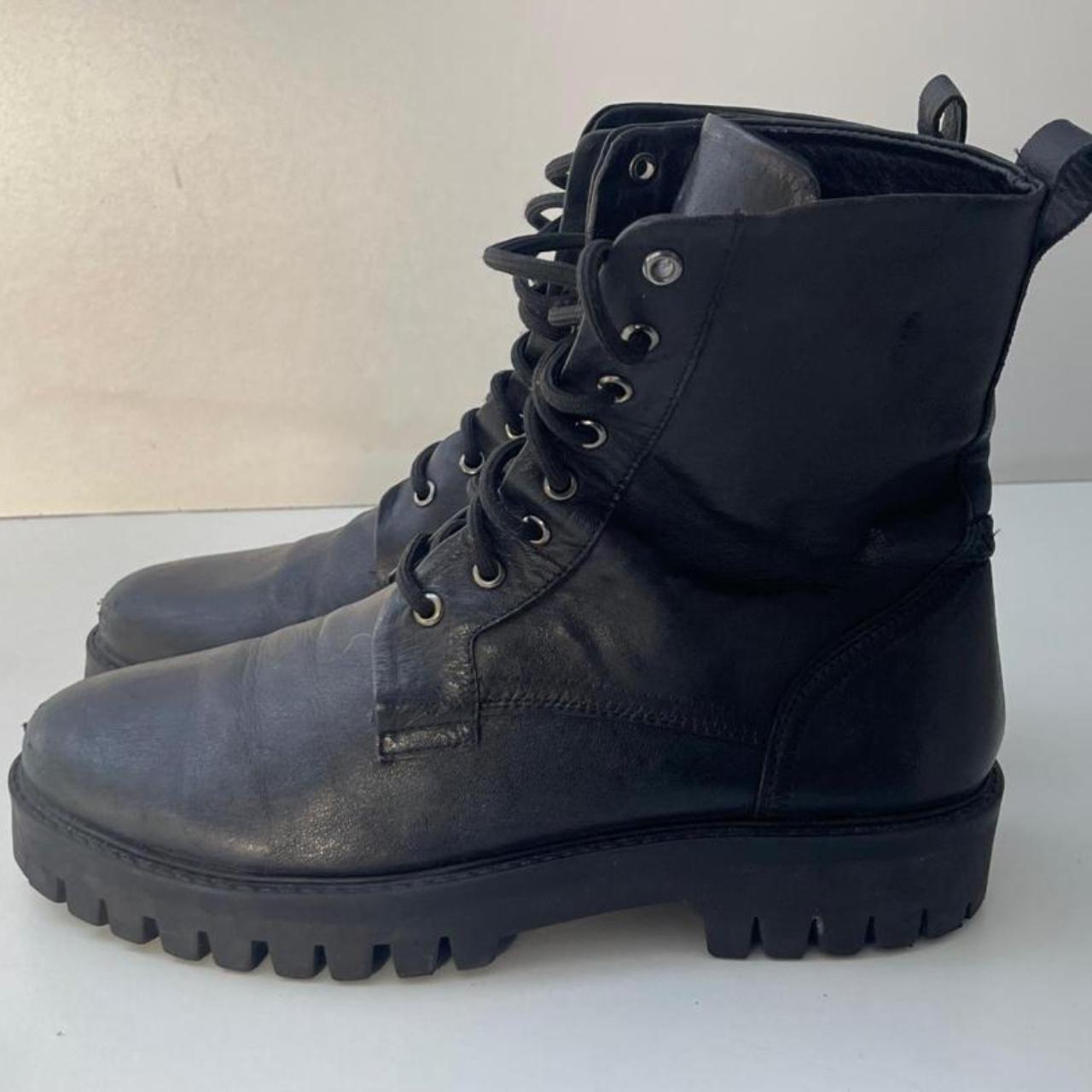 ASTRA Women's Black Leather Ankle Lace Up Boots UK... | Depop