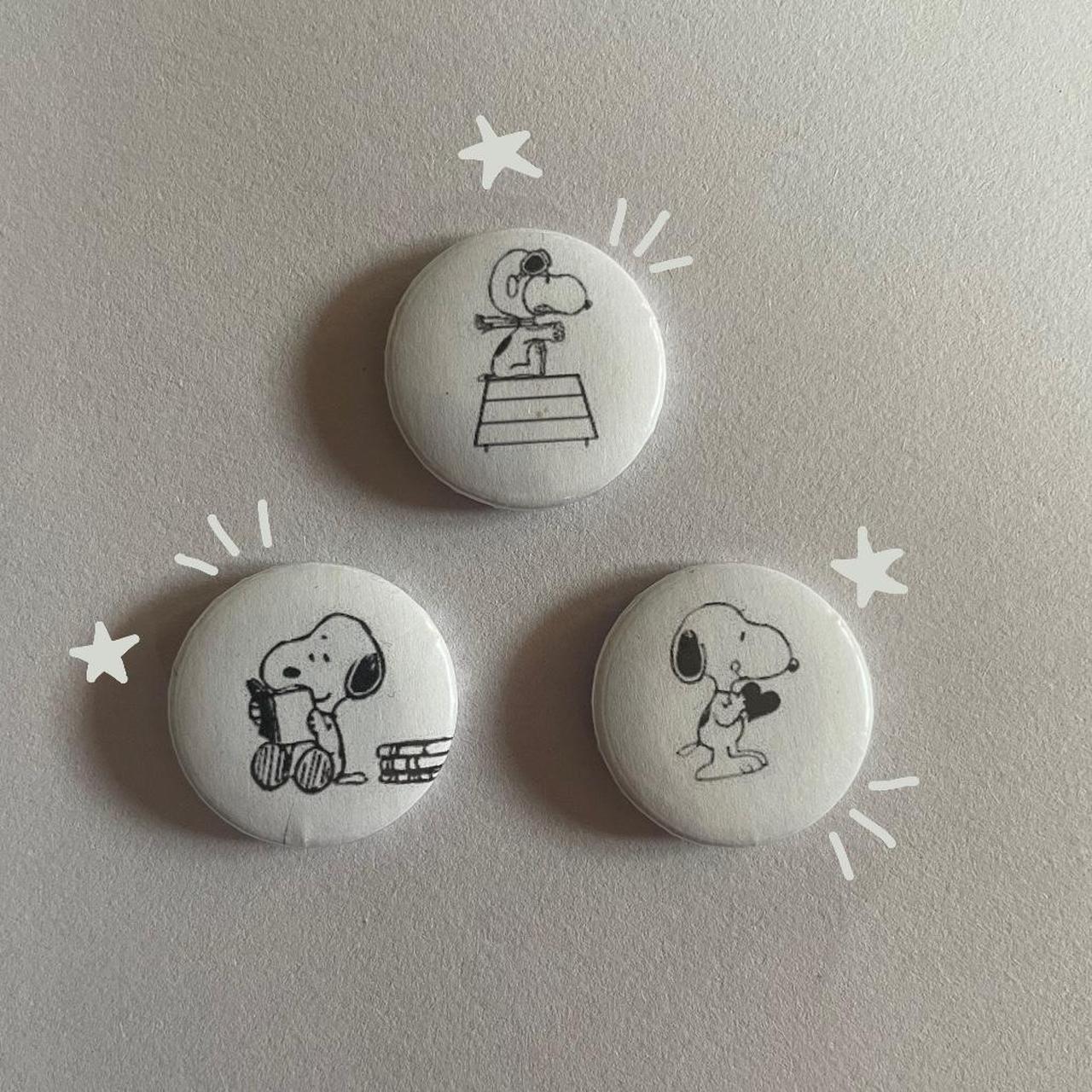 3 Snoopy badges - All badges are 2.5cm, with a 10p... | Depop