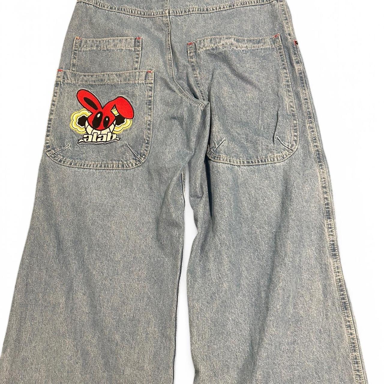 red, extra baggy,light-wash alab jeans, only worn a... | Depop