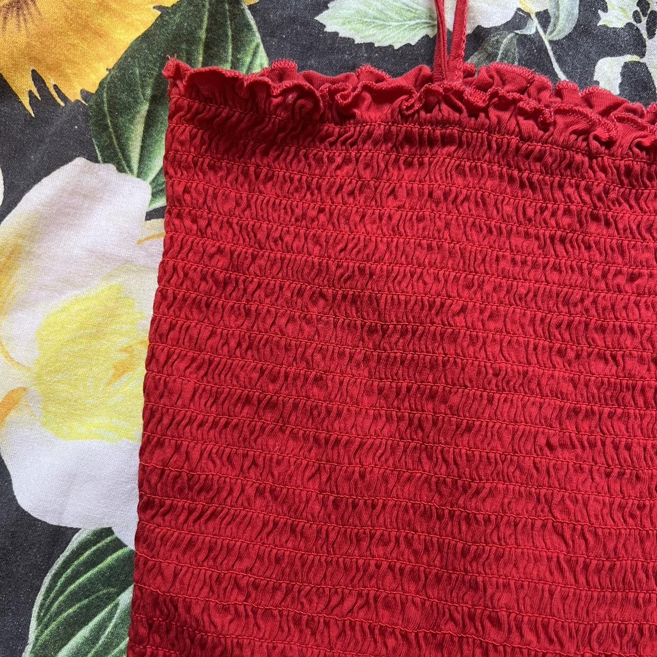 NEW LOOK red shirred crop cami top Size 14 Excellent... - Depop