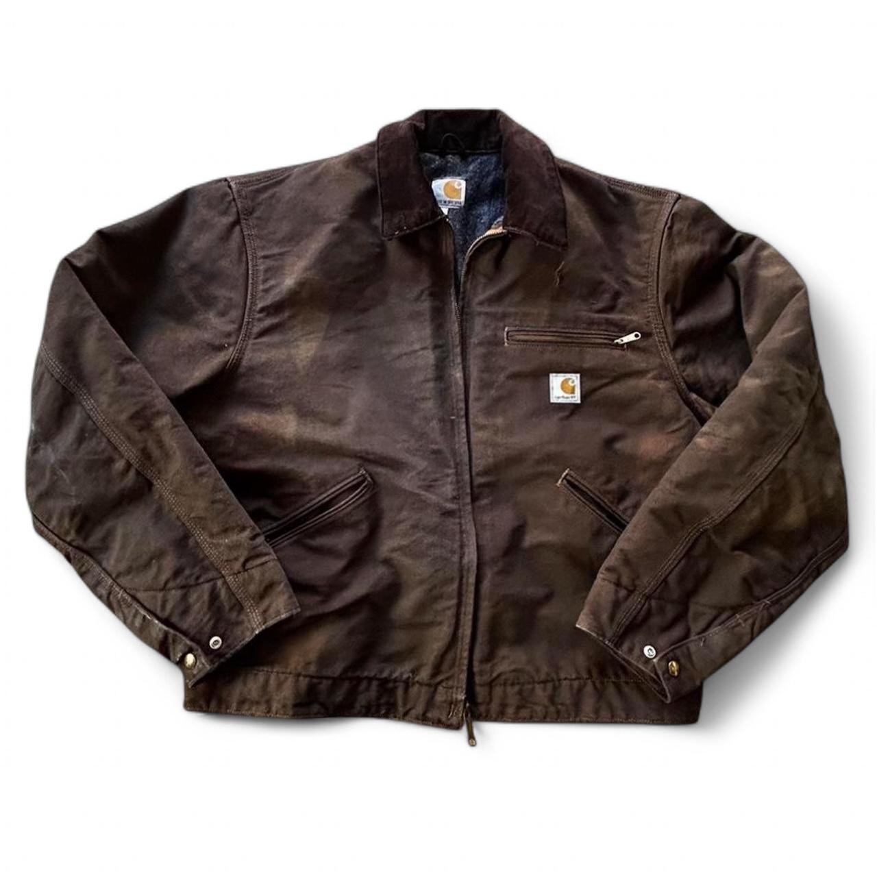 Vintage faded patches dark brown carhartt Detroit... | Depop