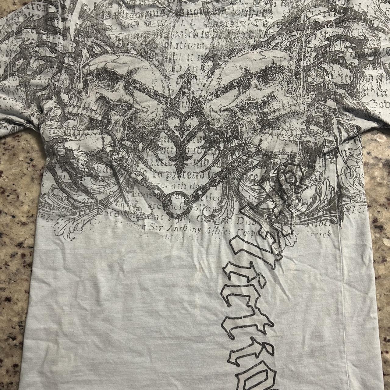 light blue Affliction shirt #y2k #skull #grunge Size... - Depop