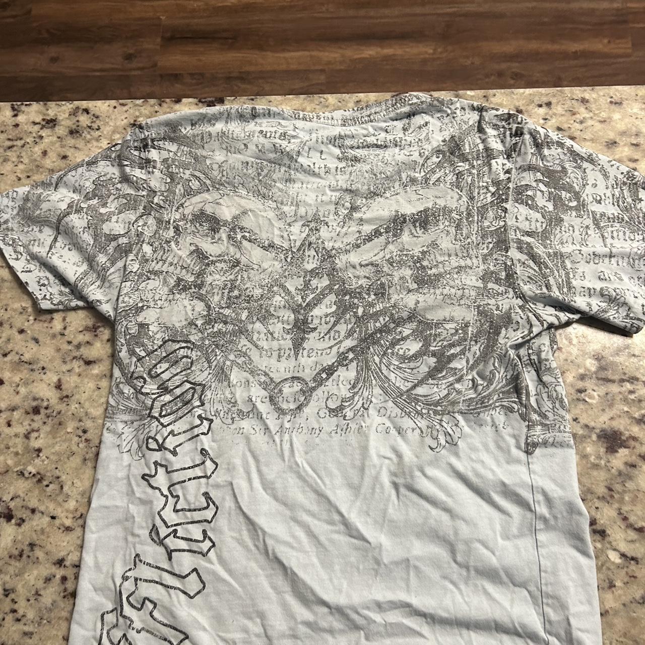 light blue Affliction shirt #y2k #skull #grunge Size... - Depop