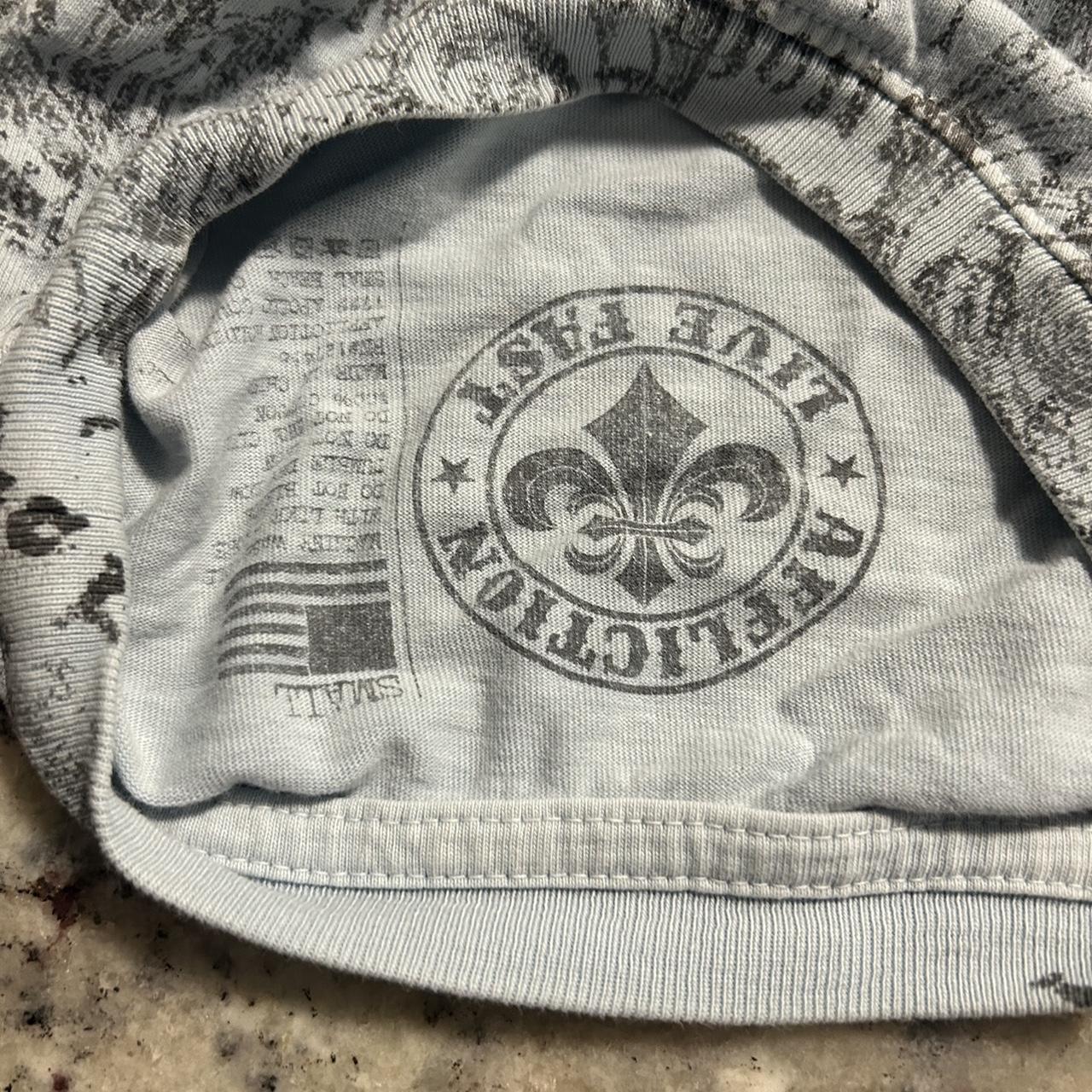 light blue Affliction shirt #y2k #skull #grunge Size... - Depop