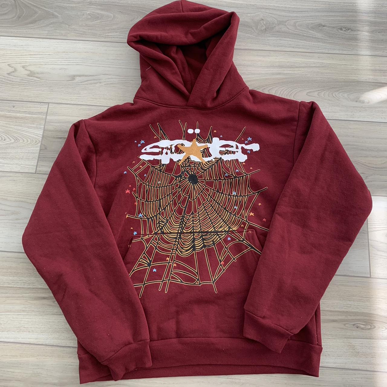 Sp5der worldwide sp5der red maroon red multicolored... - Depop
