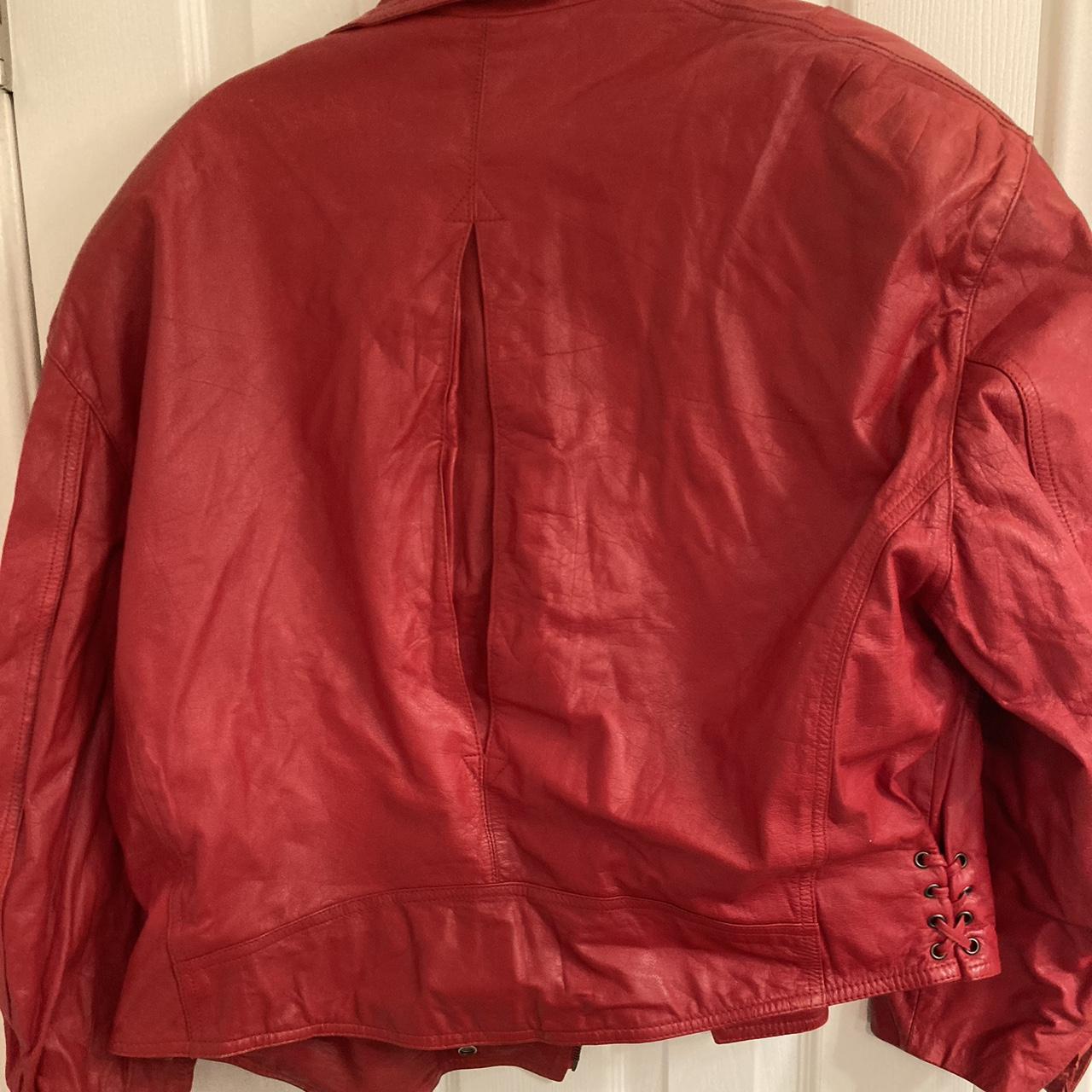 Men’s Red Leather Jacket - Depop
