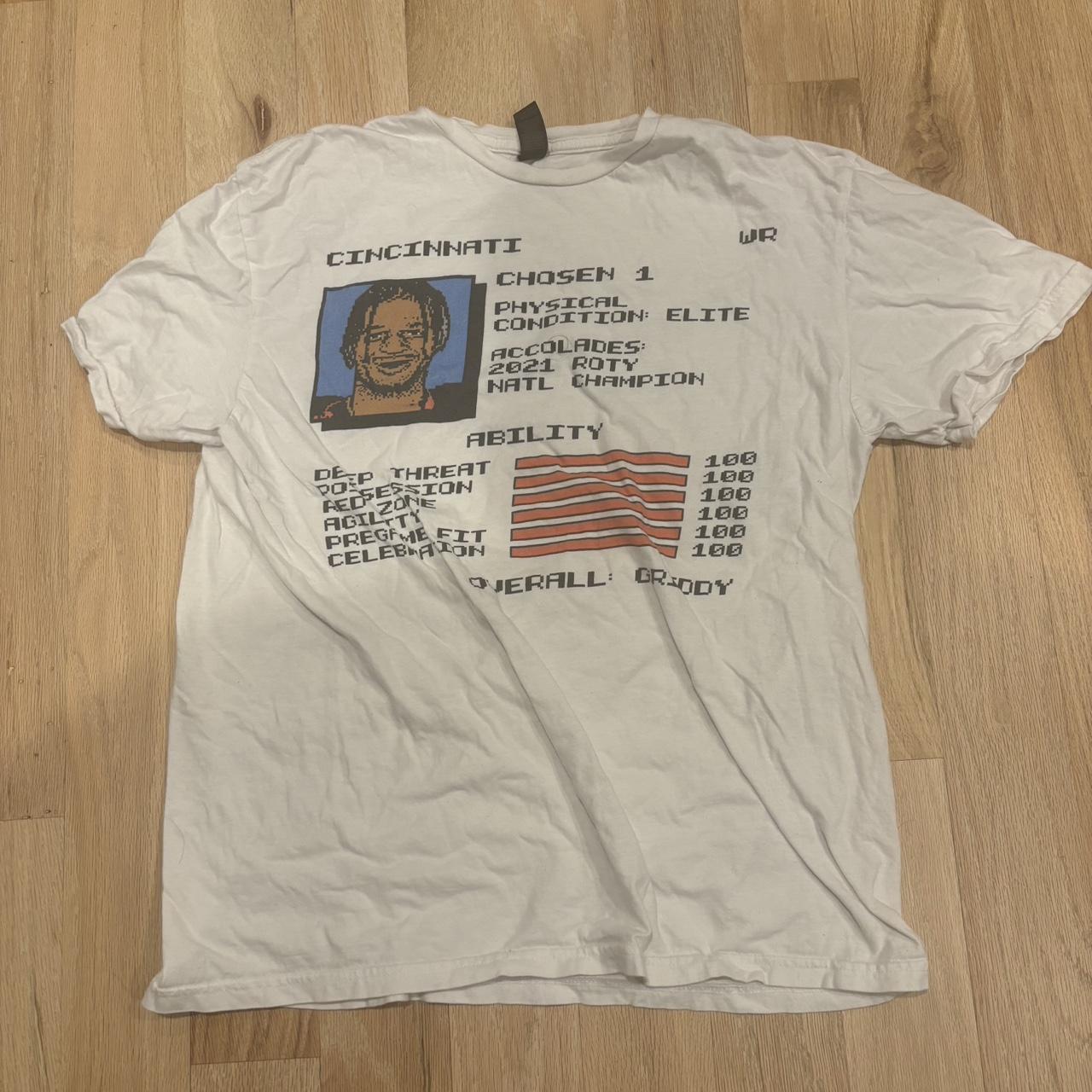 White and blue Bengals Jamar Chase t-shirt... - Depop