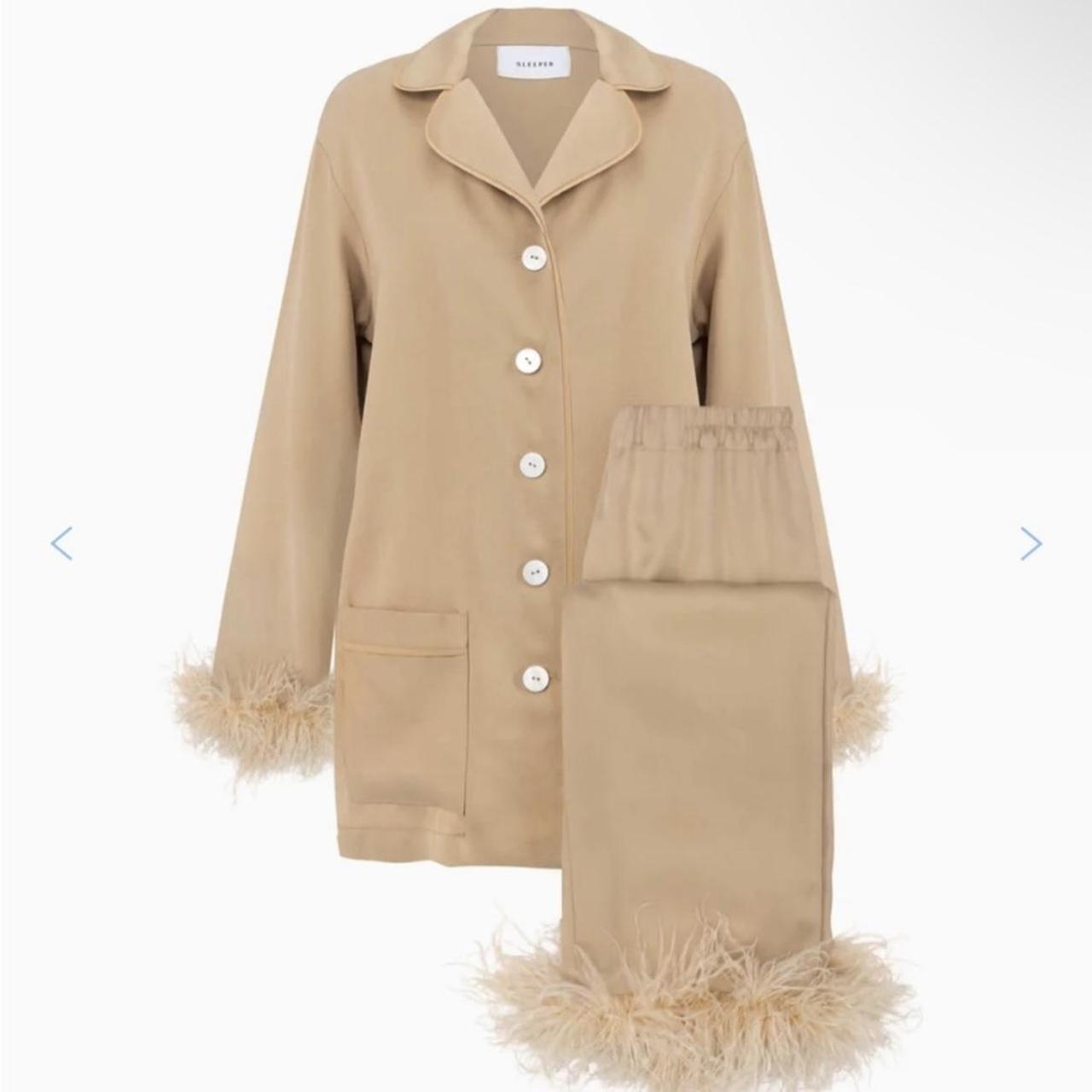 Tan Sleeper Set w Detachable Feathers sz L Feather... - Depop