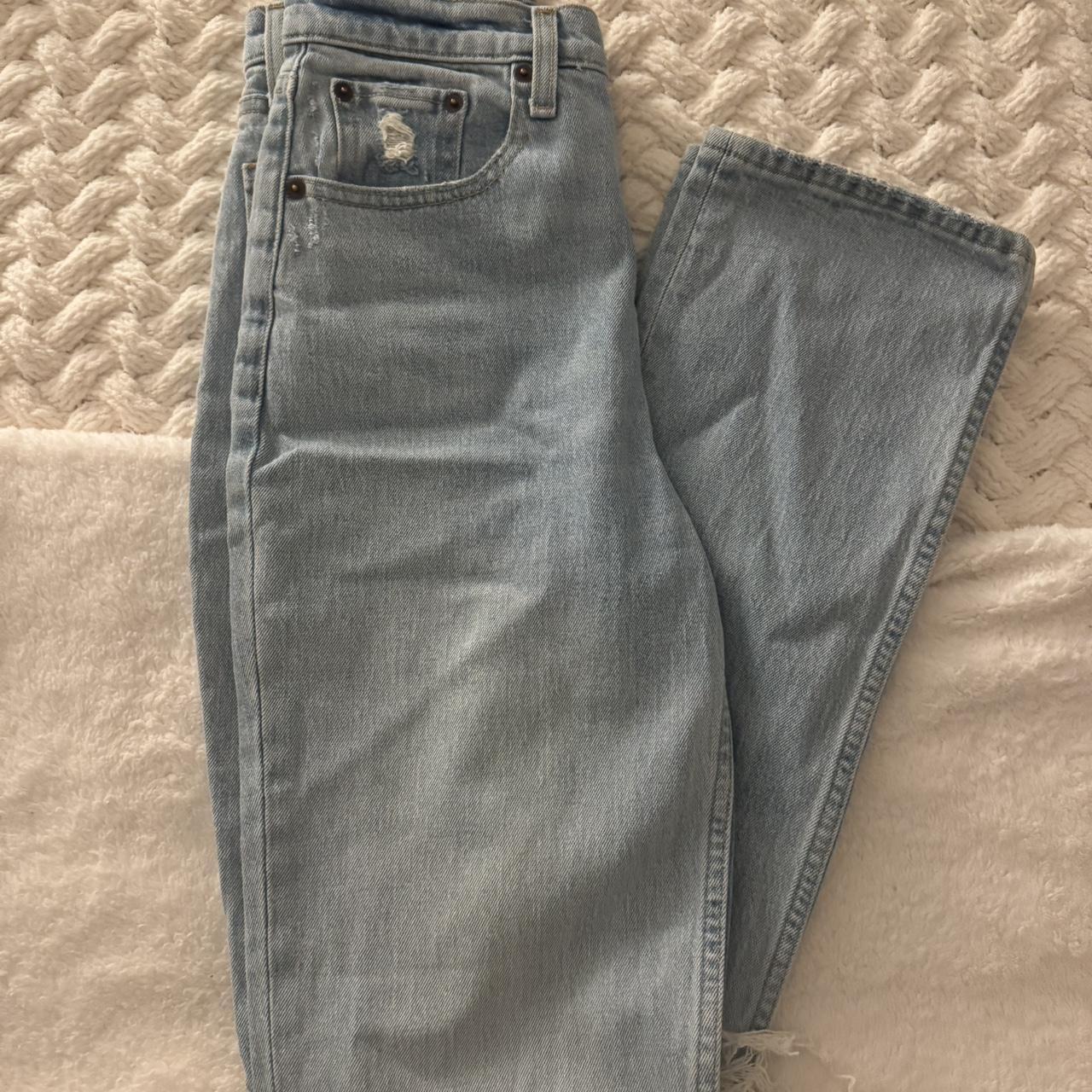 Abercrombie 90s straight high rise ripped jeans... - Depop