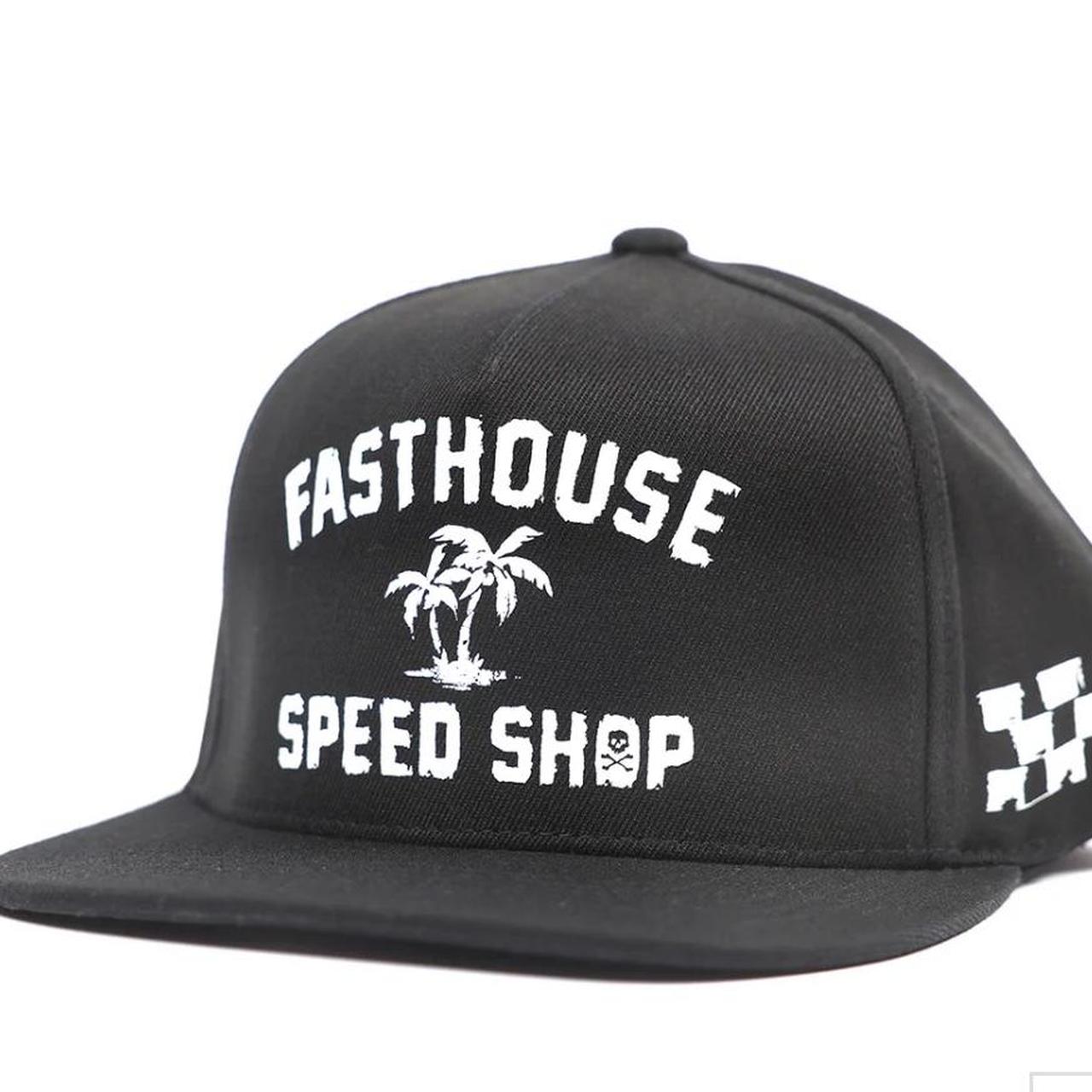 Black and white FASTHOUSE Speed Shop snapback hat... | Depop