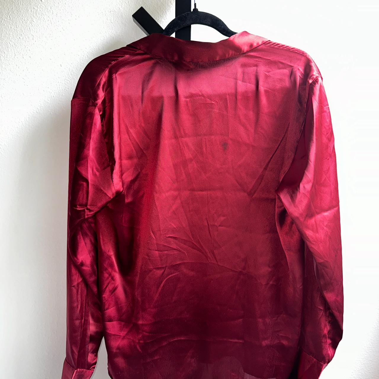 Burgundy Abercrombie & Fitch Long Sleeve Satin... - Depop