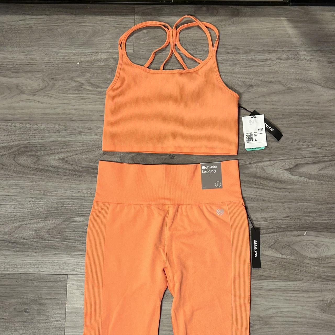 Forever 21 Orange Workout Clothes Set Size... - Depop