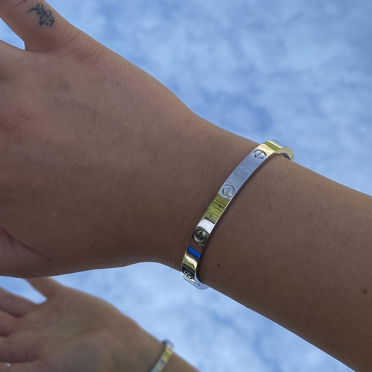 Stainless steel silver bangle size 16.5cm - Depop