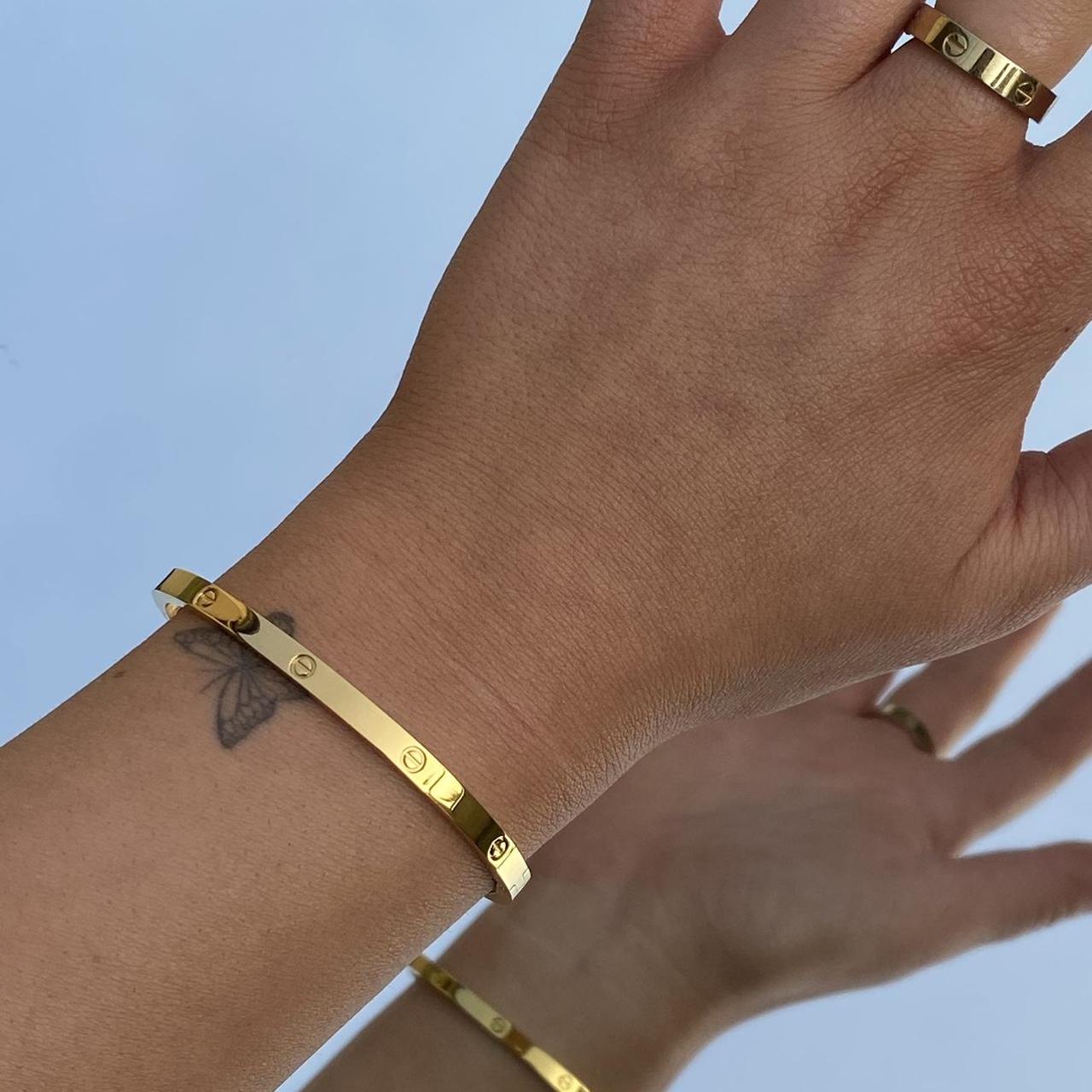 Stainless steel 18k gold plated bangle size 16.5cm - Depop