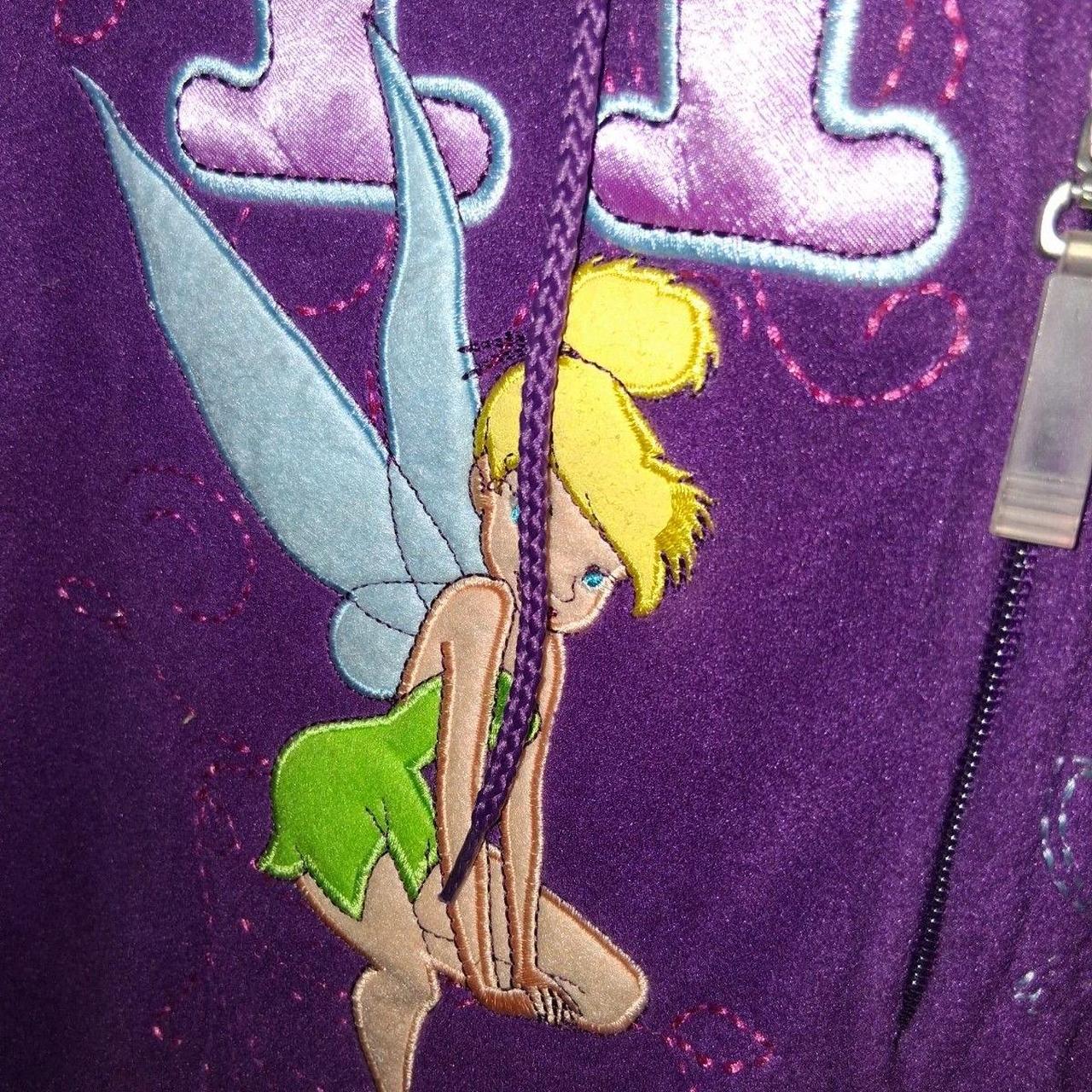 This Disney Tinkerbell Purple Embroidered Hooded Zip... | Depop