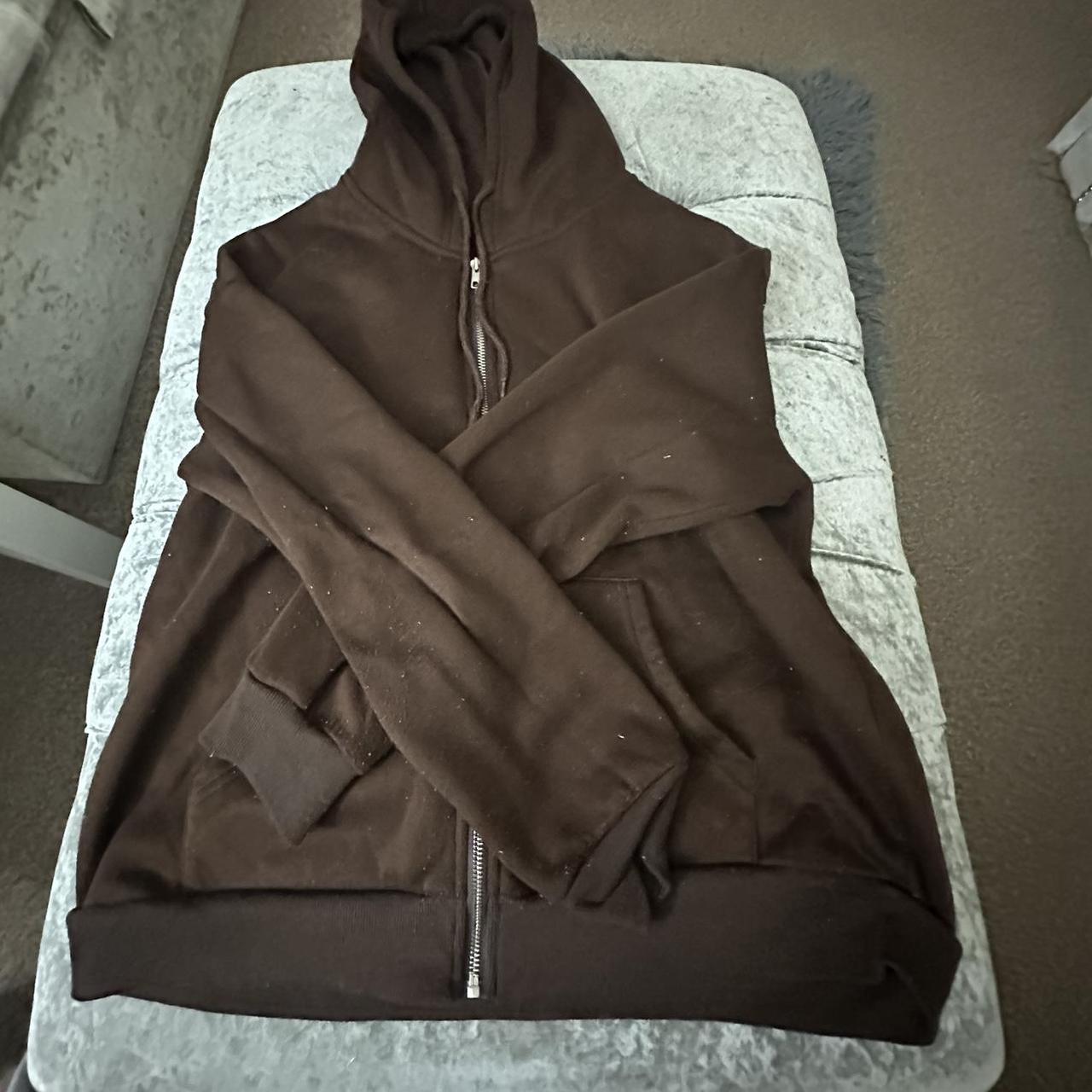 Brown zip up hoodie #hoodies - Depop