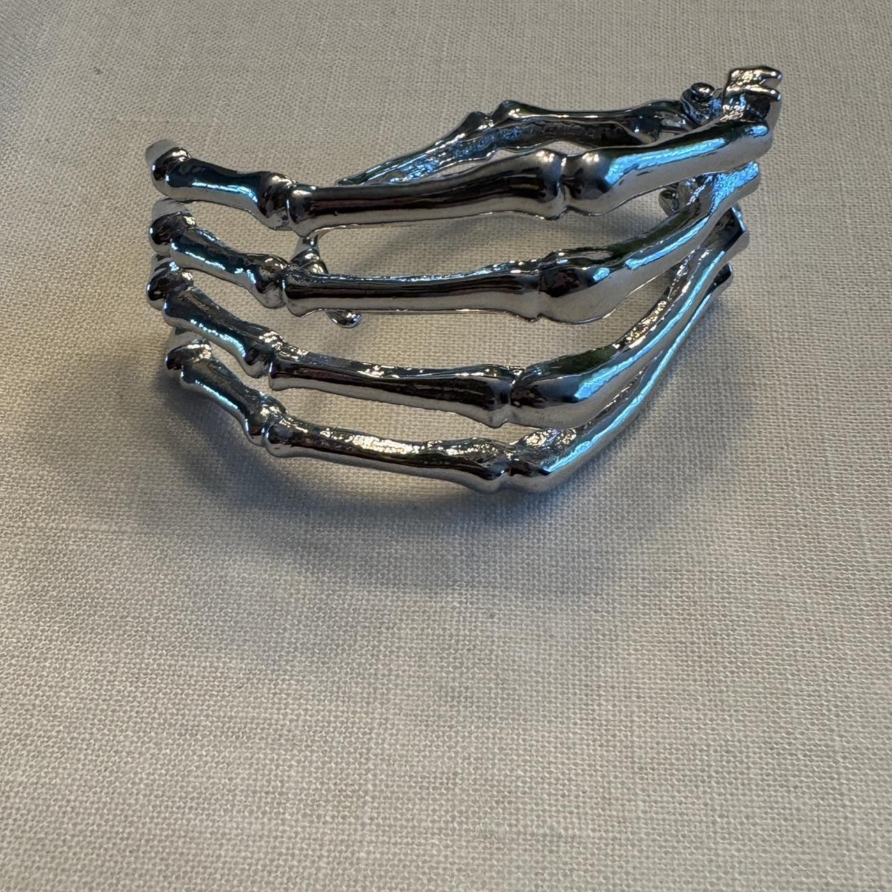Silver skeleton hand bracelet LOOKS LIKE RAF SIMONS... - Depop