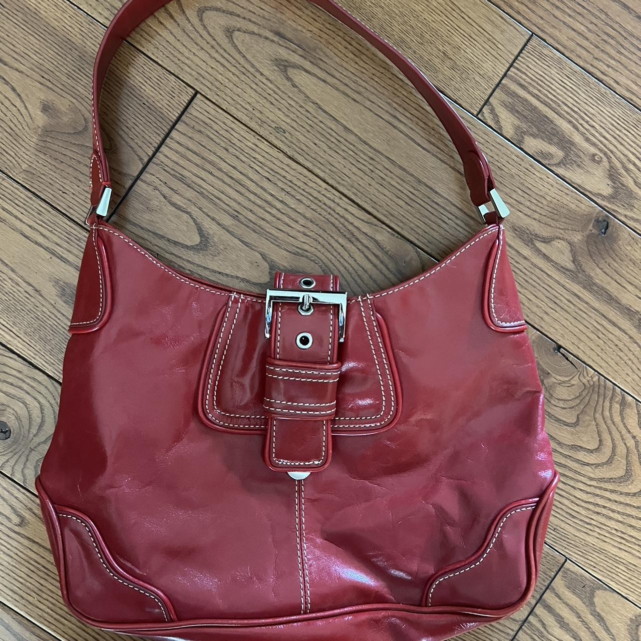 Vintage red hand bag with silver hardware #vintage... - Depop