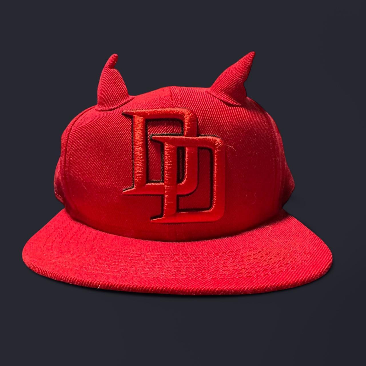 Daredevil Marvel SnapBack hat with horns detail... | Depop