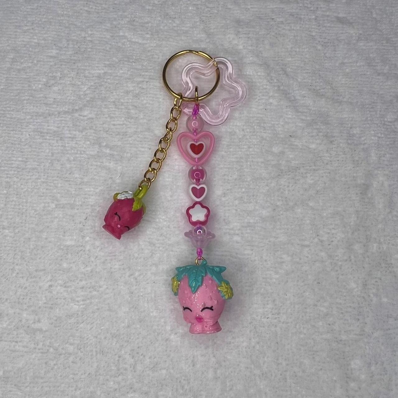 Strawberry shopkins keychain trinket bag charm... | Depop