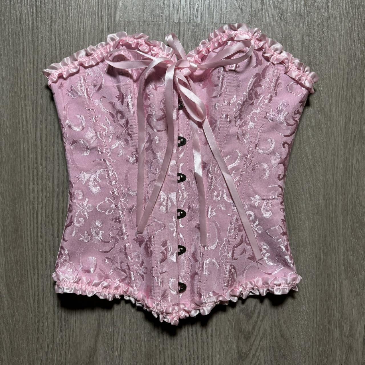Baby Pink Corset With Ribbon Lace Up Back - Depop