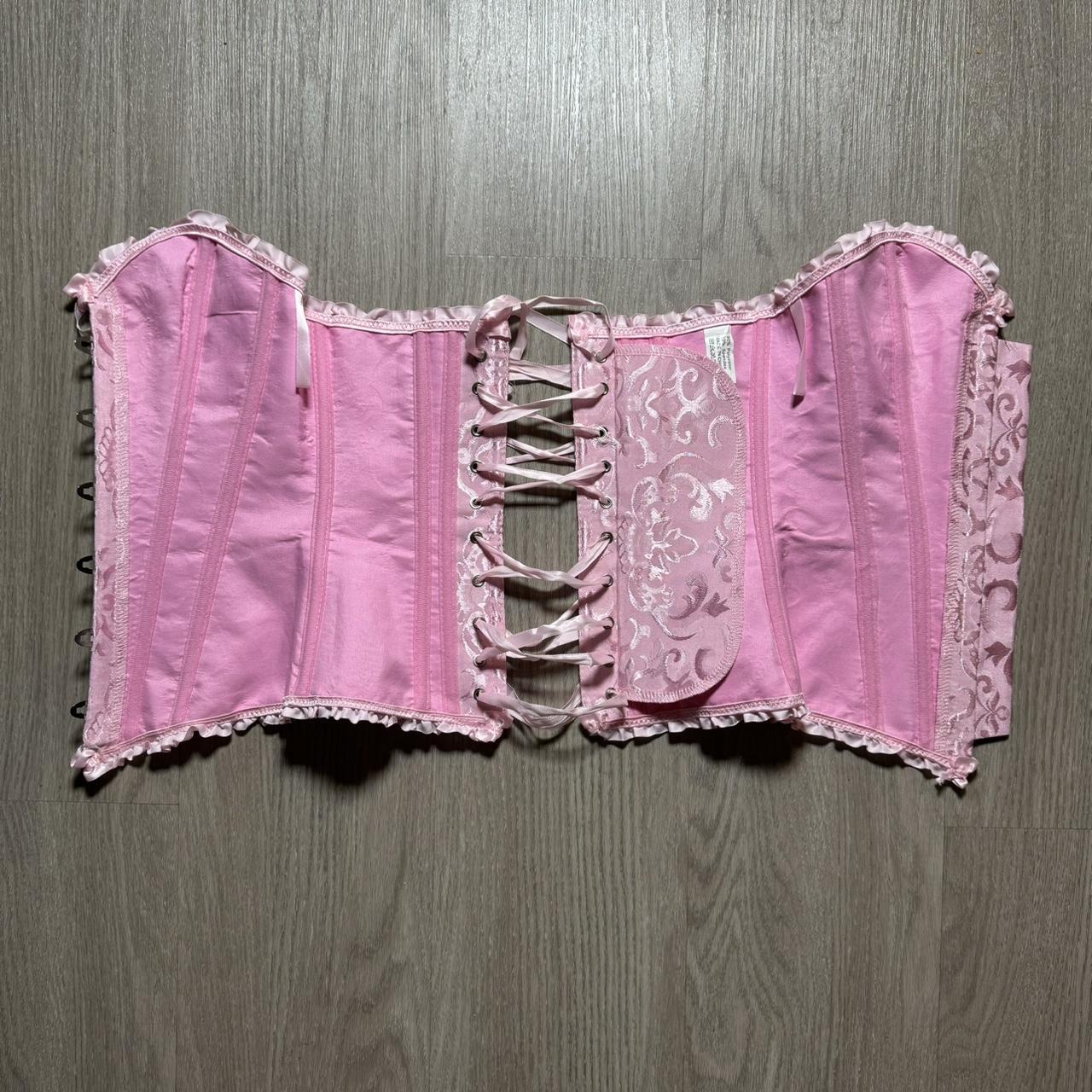 Baby Pink Corset With Ribbon Lace Up Back - Depop