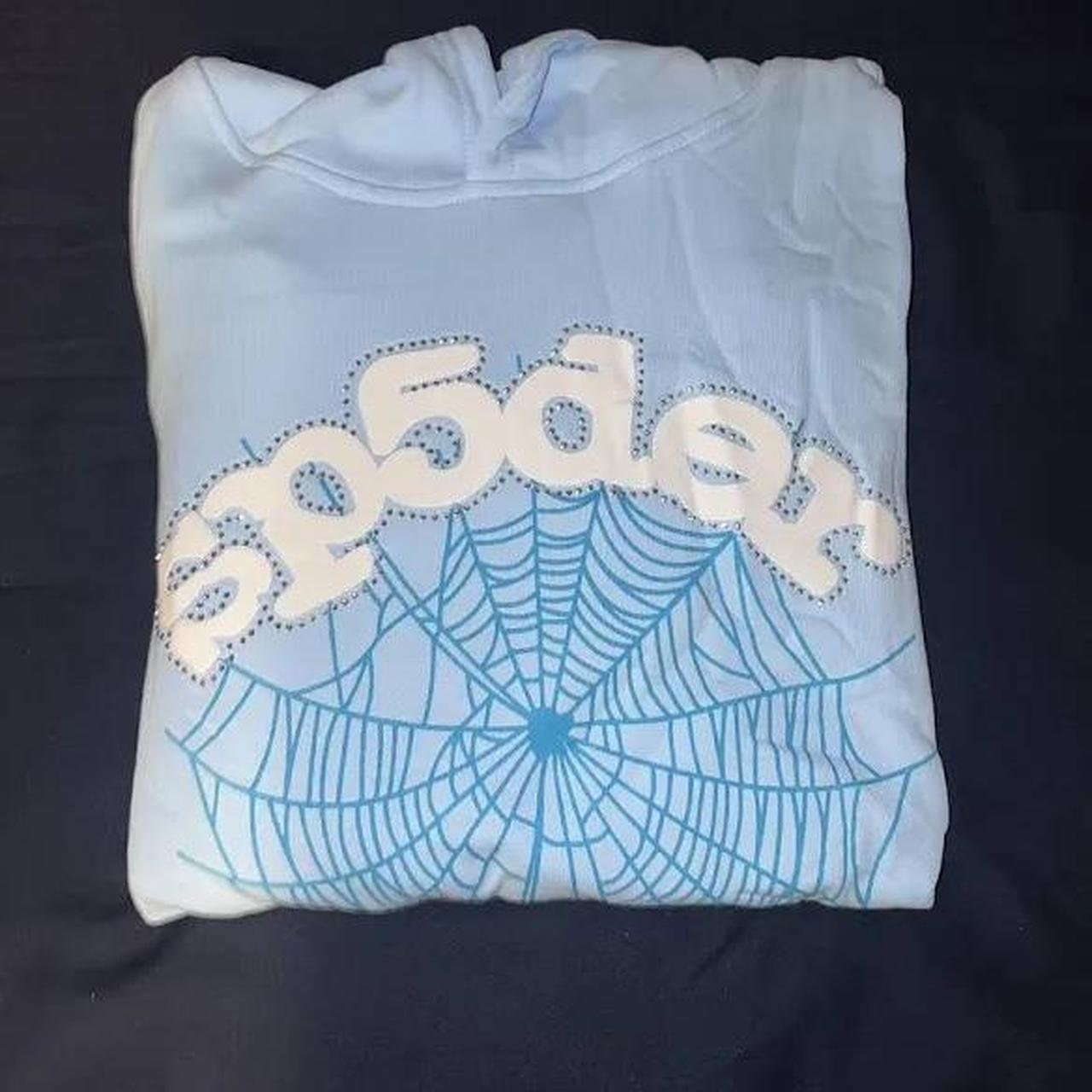 Blue Sp5der Web Hoodie SKY BLUE Never Worn - Depop