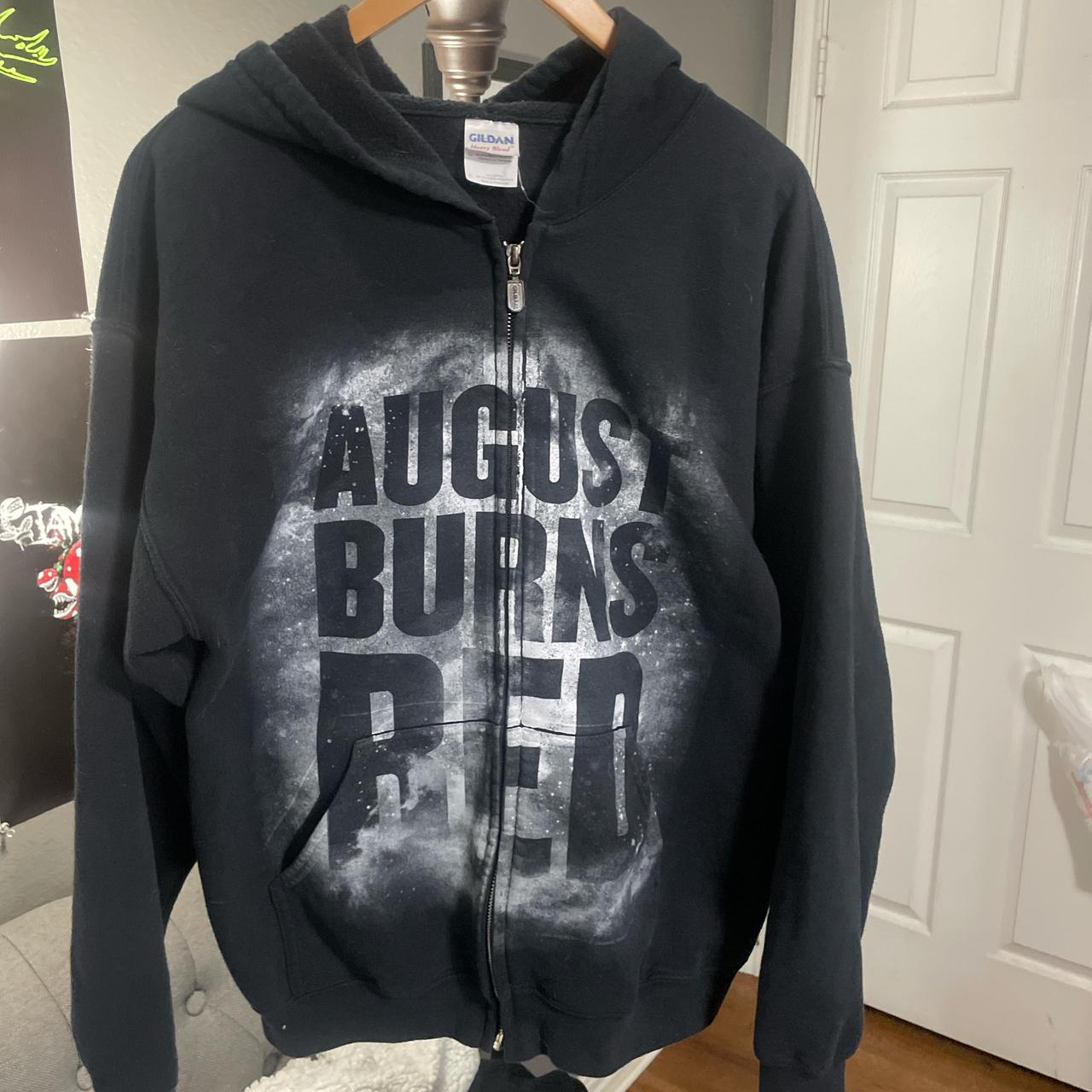 august butns red rare christcore emo zip up | Depop