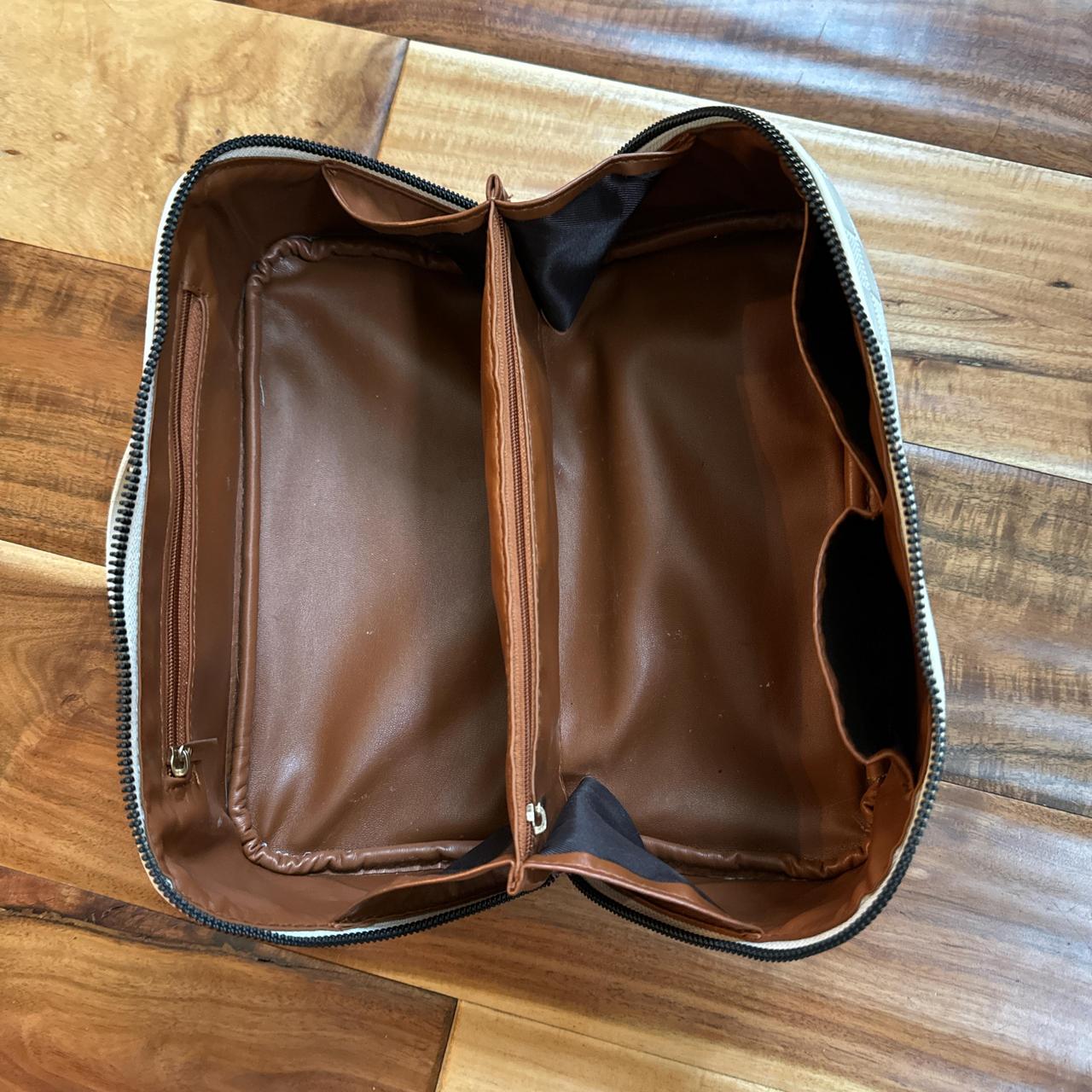 off white checkered medium sized makeup bag... | Depop