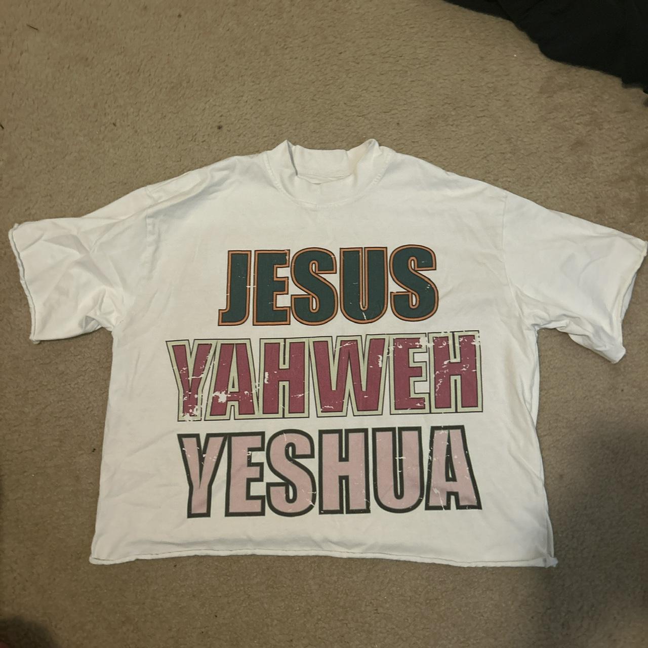 Jesus-Yahweh cropped tee Never worn, fire design... - Depop