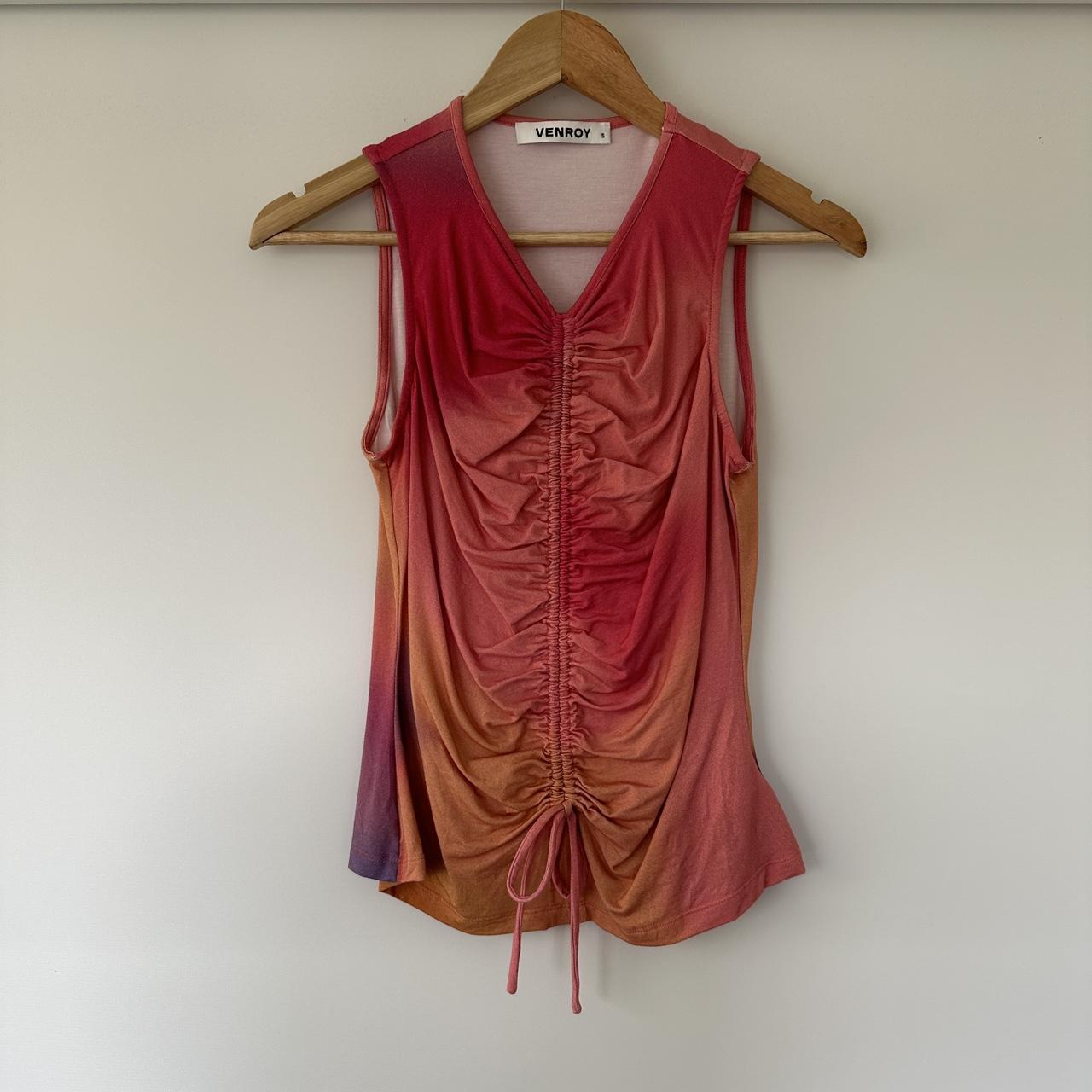 Venroy Drawstring Tank Top Ruched tie up front... - Depop