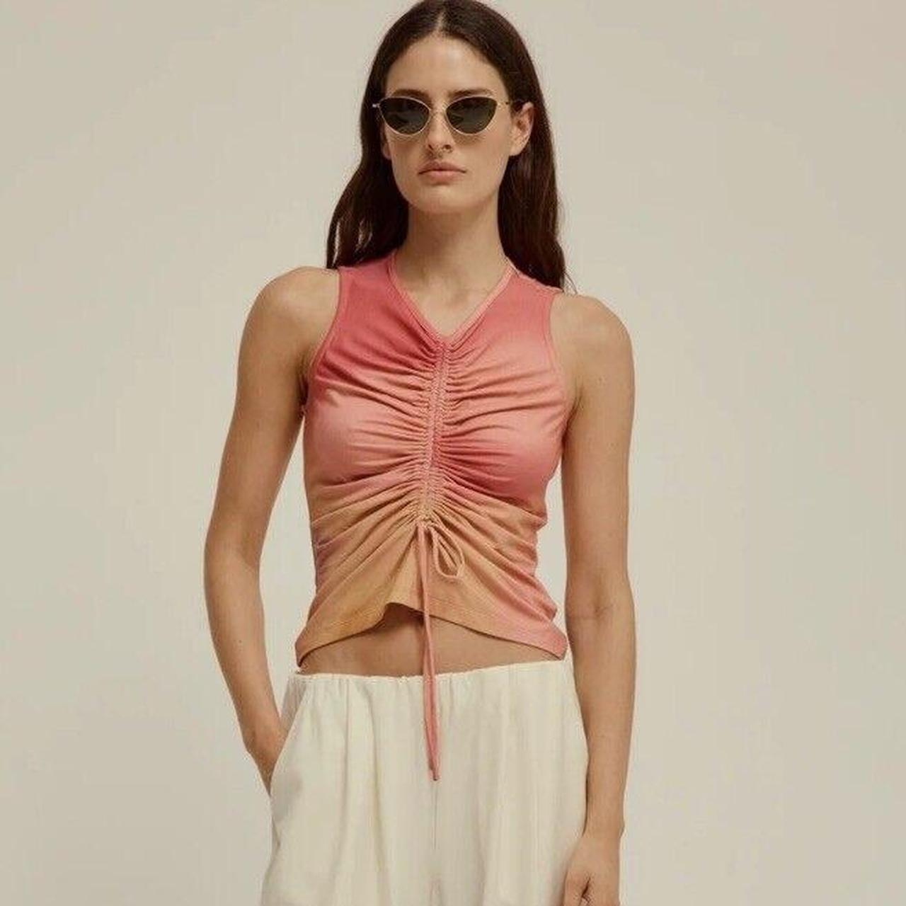 Venroy Drawstring Tank Top Ruched tie up front... - Depop