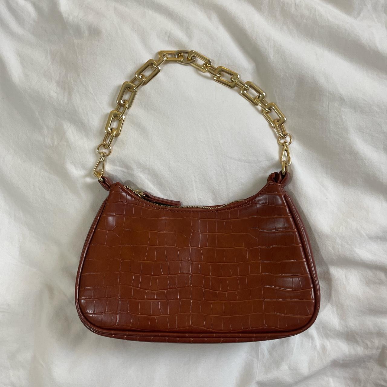 Brown Primark Y2K style shoulder bag with chain... - Depop