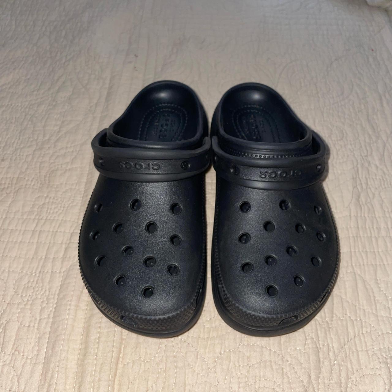 platform chunky black crocs wore it twice - Depop