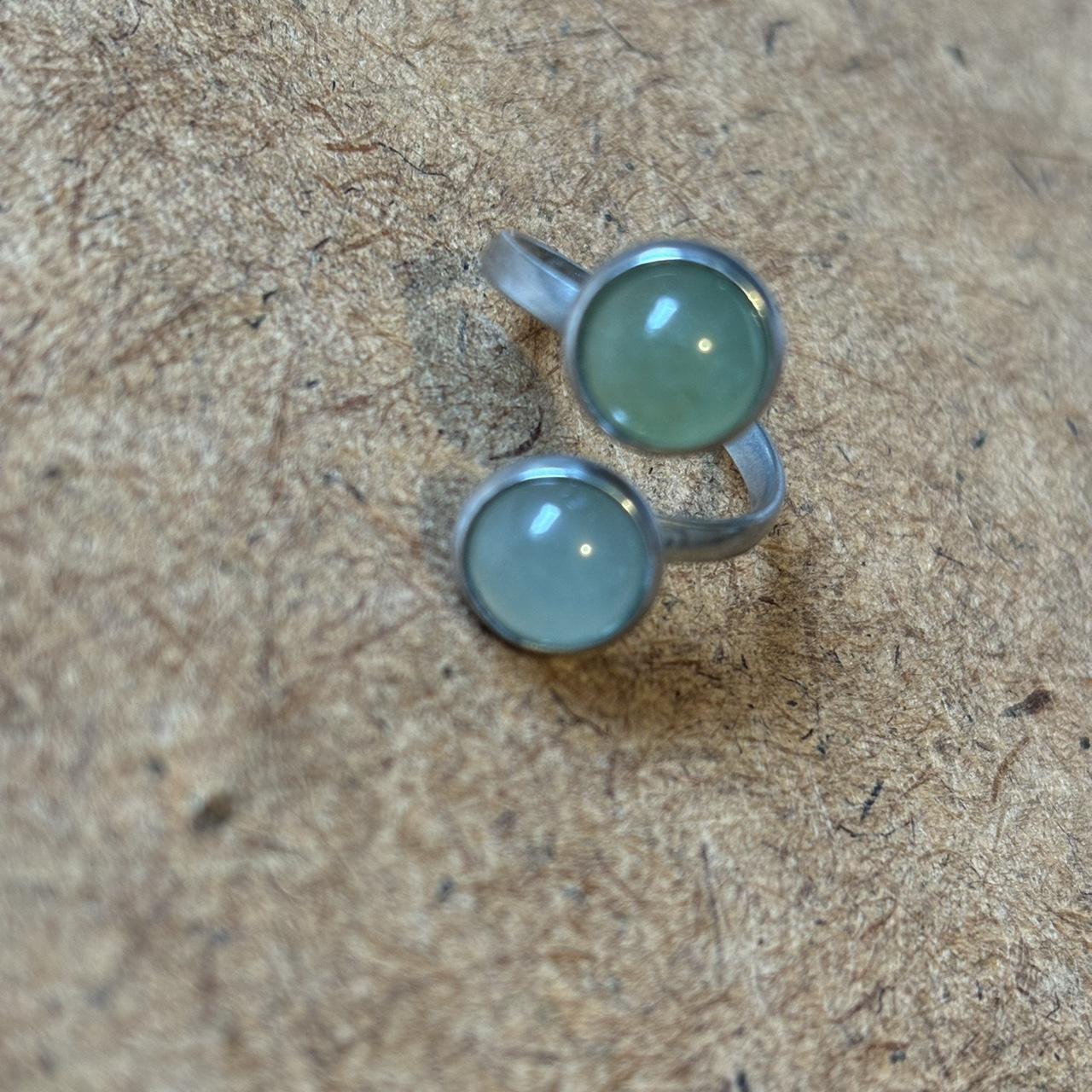 Natural Serpentine gemstone adjustable ring inset... - Depop