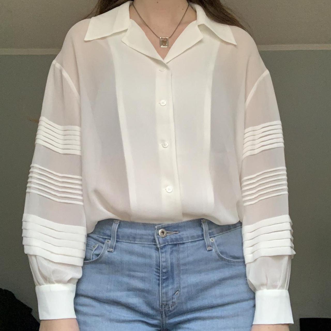 Beautiful sheer white blouse by J.ING. The details... - Depop