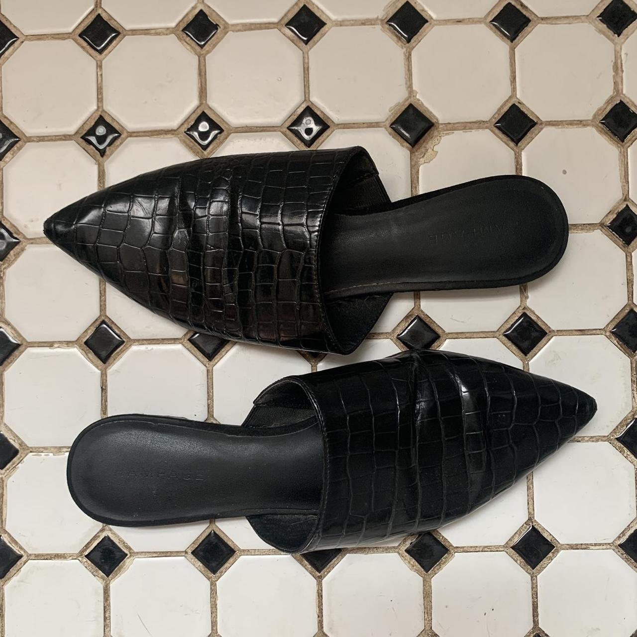 Black Rampage faux pointed crocodile mules. Women’s... - Depop