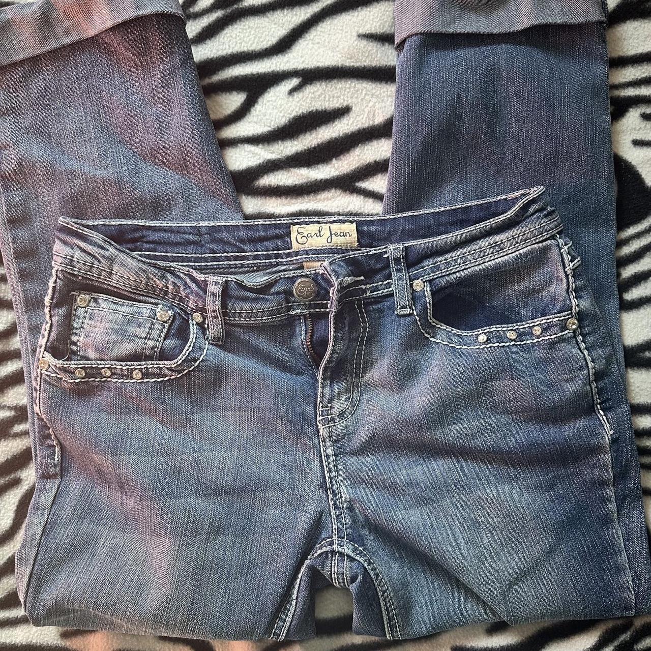 Earl Jeans low-rise capris with rhinestone details... | Depop