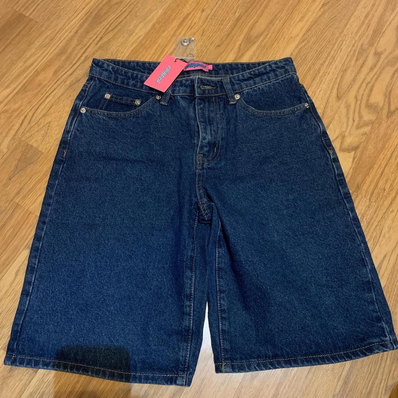 Dark blue wash brand new edikted jorts size small... | Depop