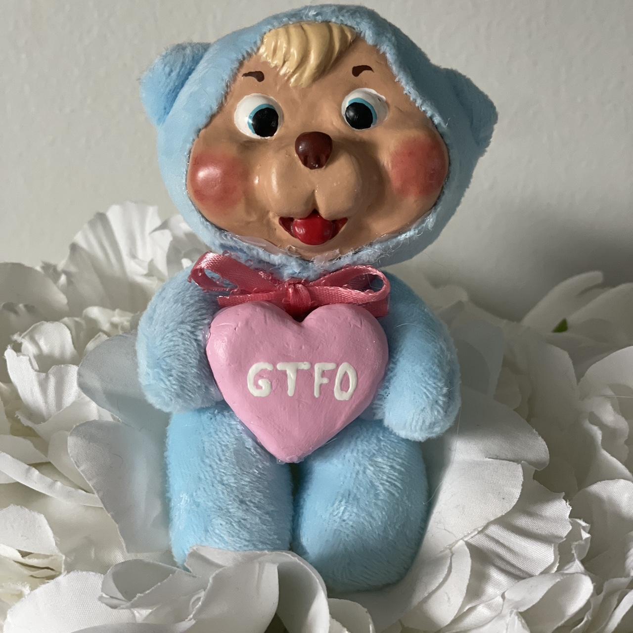 Gtfo bear keychain 💙 Trilogy bear Hand made rushton... - Depop