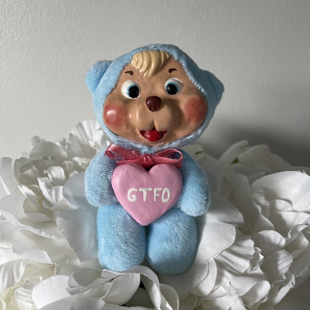 Gtfo bear keychain 💙 Trilogy bear Hand made rushton... - Depop