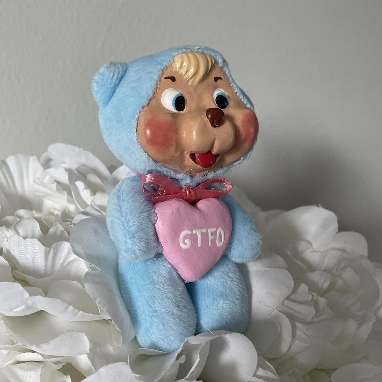 Gtfo bear keychain 💙 Trilogy bear Hand made rushton... - Depop