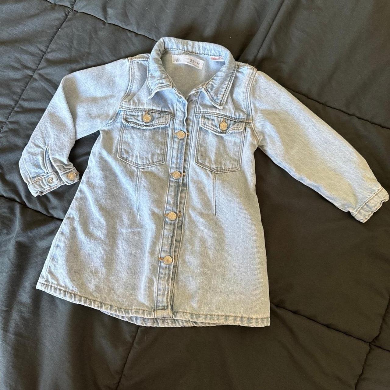 Light blue denim button up dress from zara - Depop