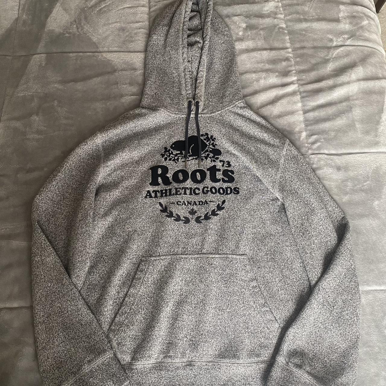 Grey and black Roots hoodie #hoodie - Depop