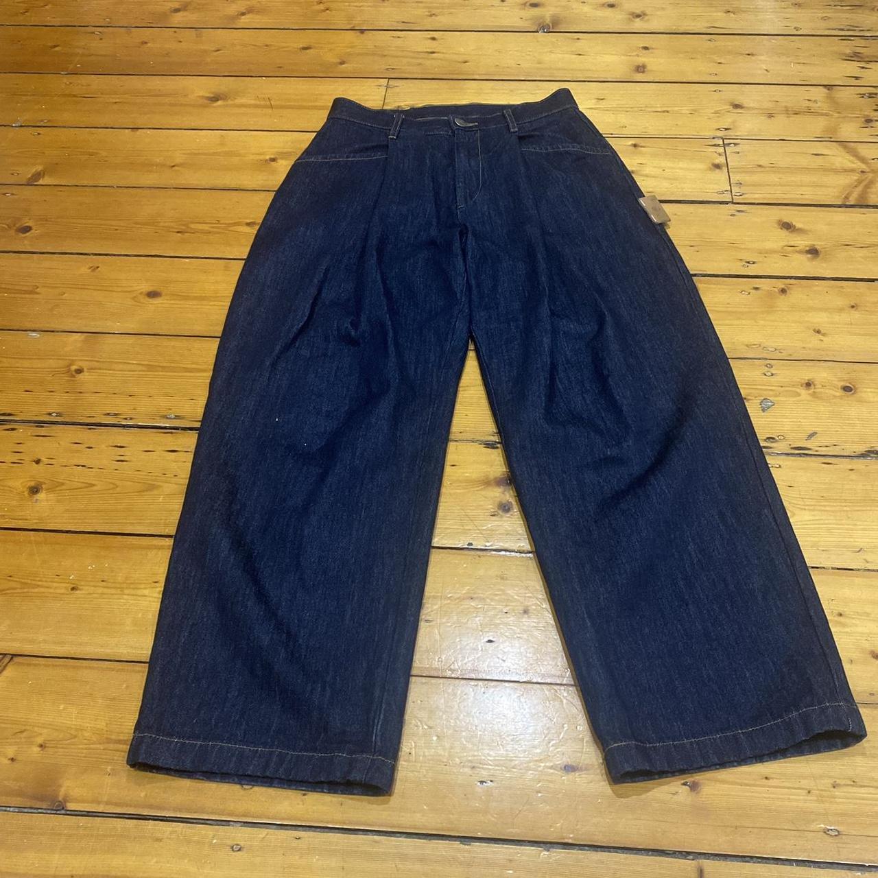 Okio Denim The Huy Dark-Indigo Wash pleated baggy... - Depop