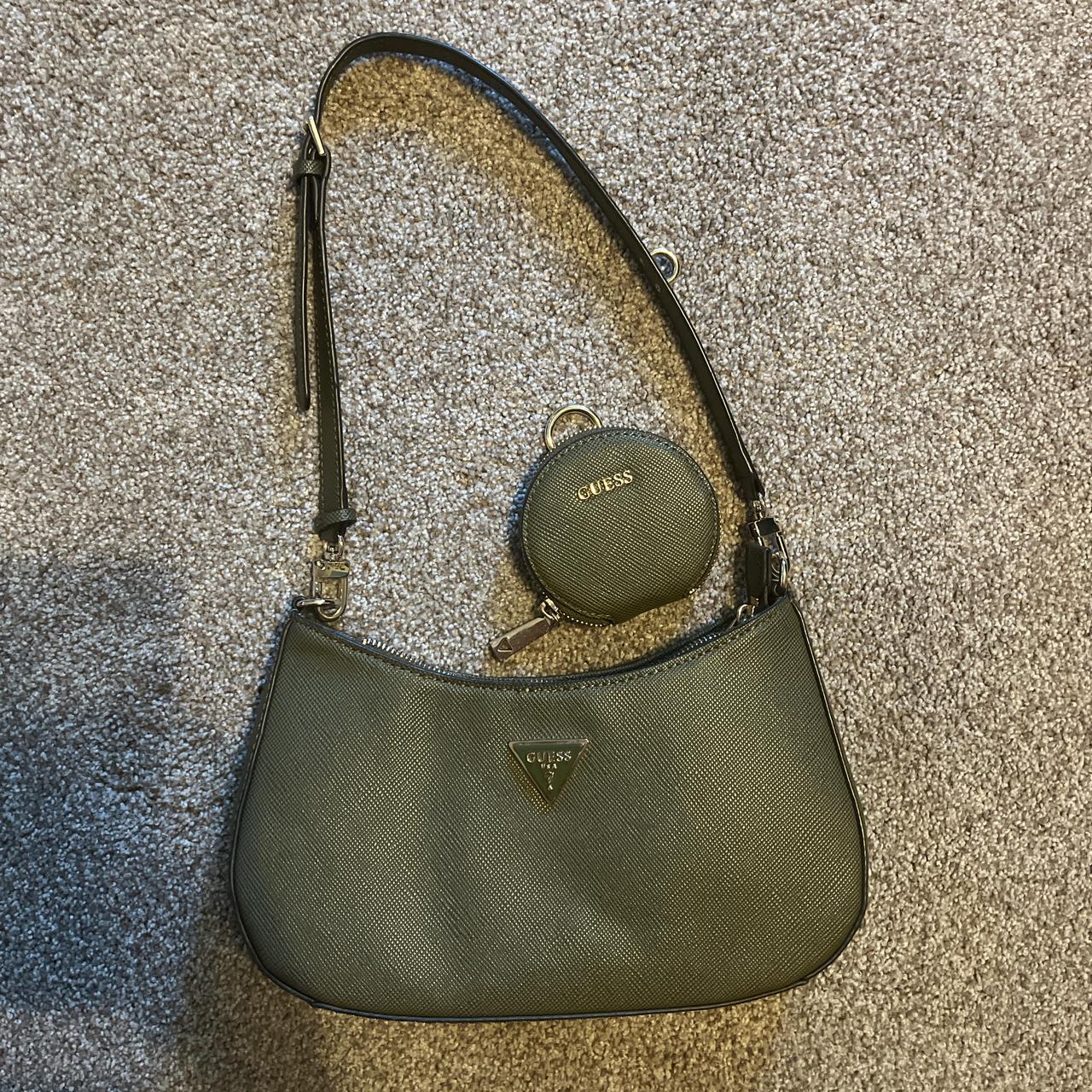 Green Guess shoulder bag with attachable coin purse... - Depop