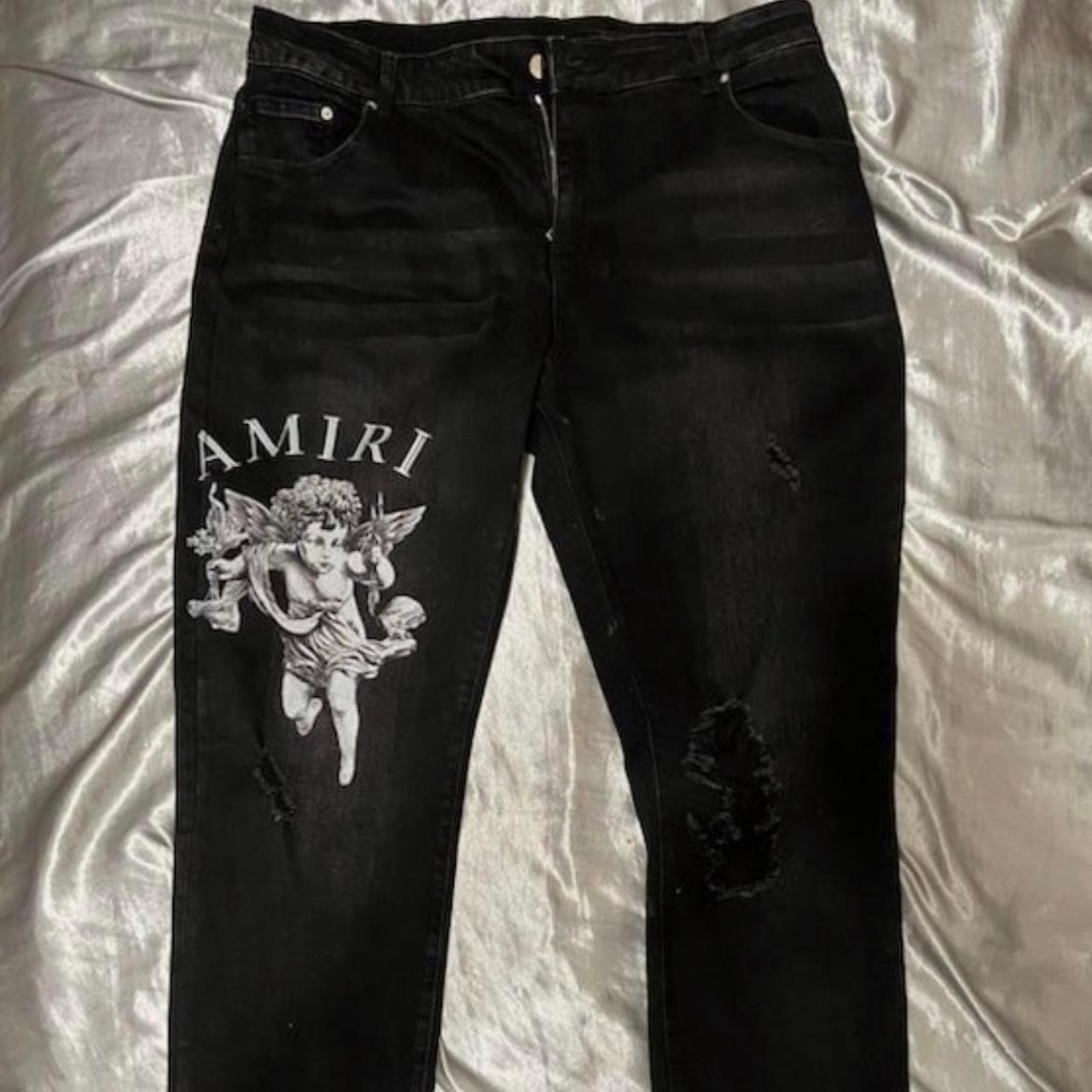 Amiri Men's Black Jeans Amir Angel Jeans Size... - Depop