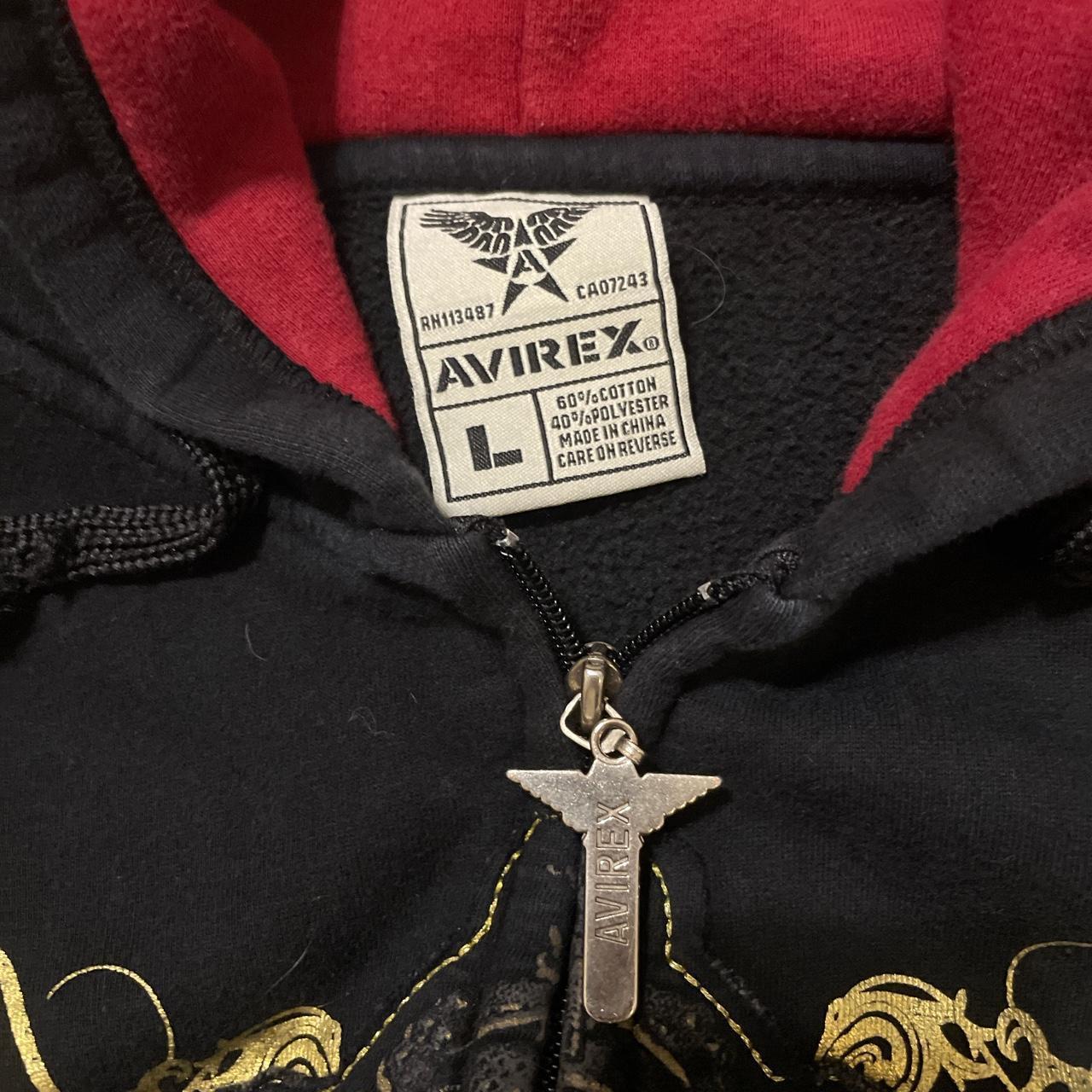 Avirex Men's Red and Black Hoodie Avirex hoodie... - Depop